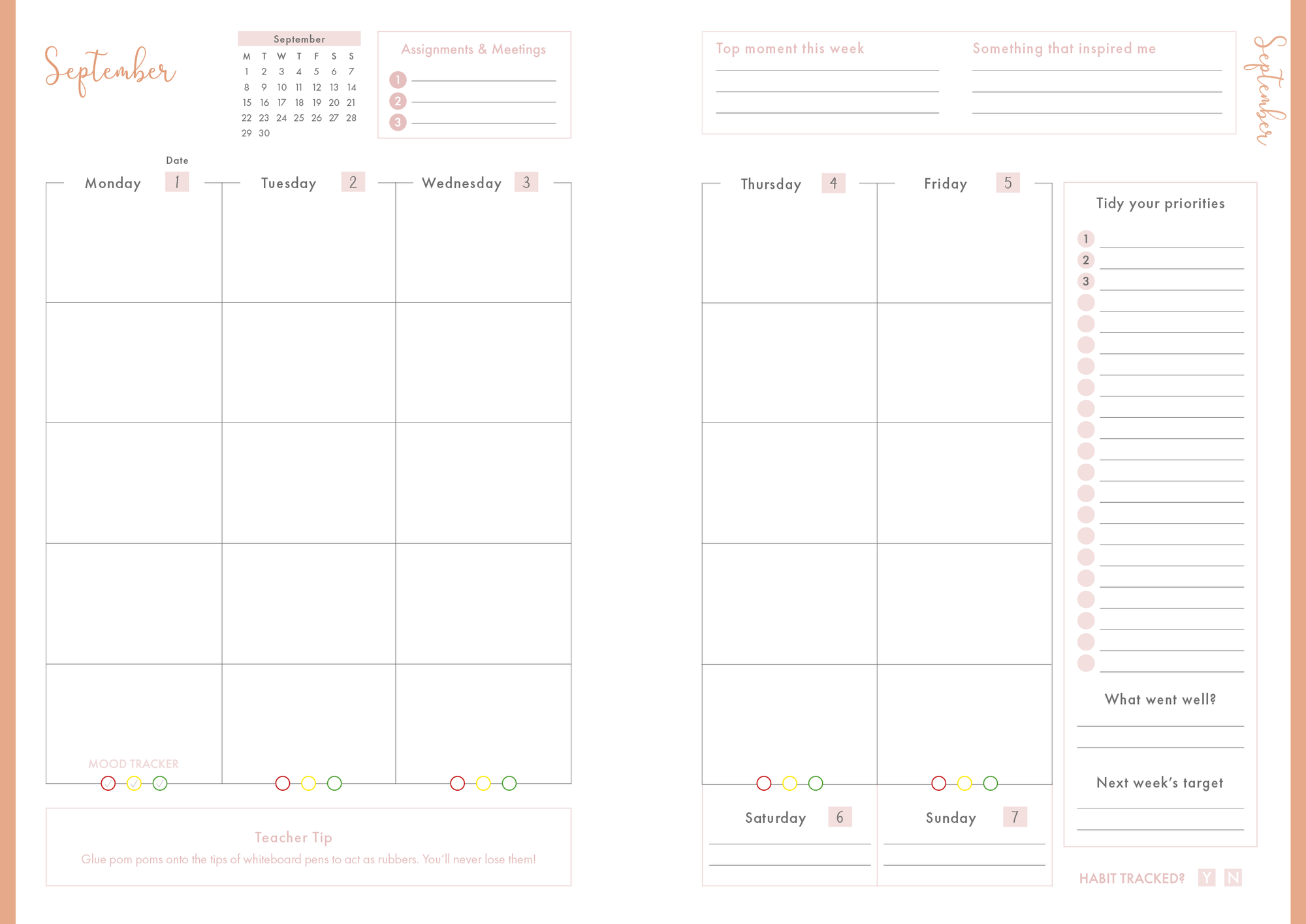 Floral Whisper - Spiral Student Teacher Planner – Tidy Think